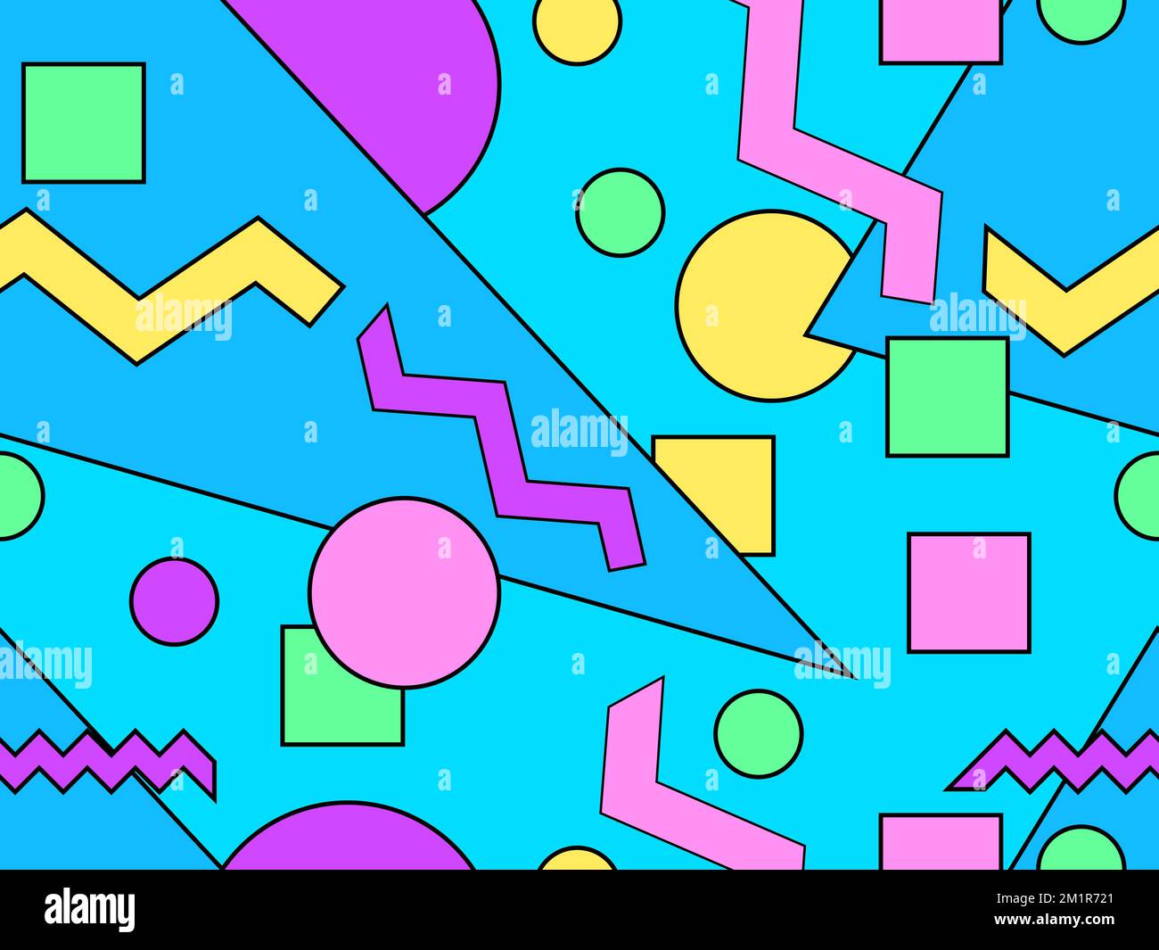 Memphis seamless pattern with geometric shapes in 80s style. Colorful ...