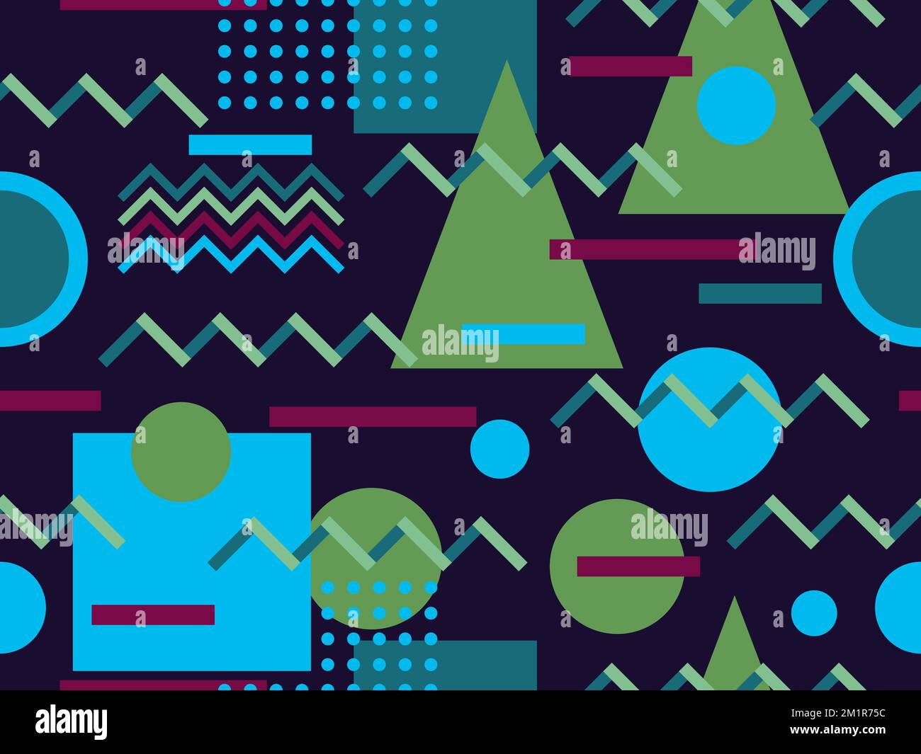Memphis seamless pattern with geometric shapes in 80s style. Colorful ...