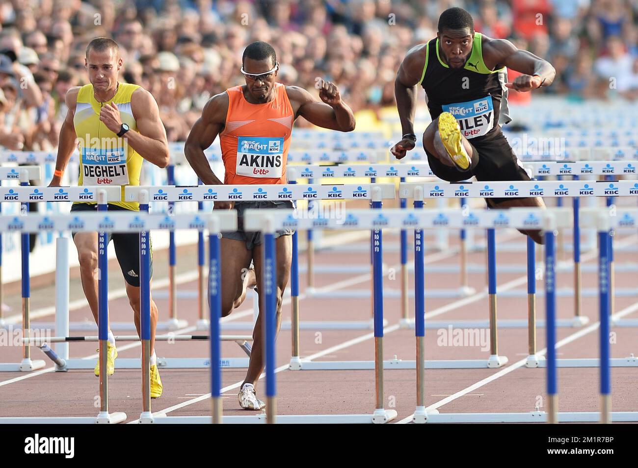 Belgian athlete Adrien Deghelt, American Akins Ty and Jamaican's Riley ...