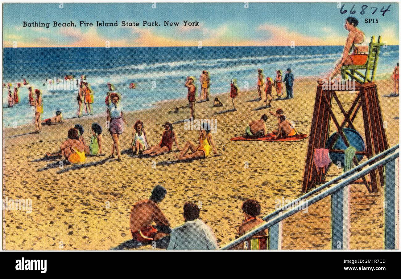 Bathing beach, Fire Island State Park, New York , Beaches, Tichnor ...