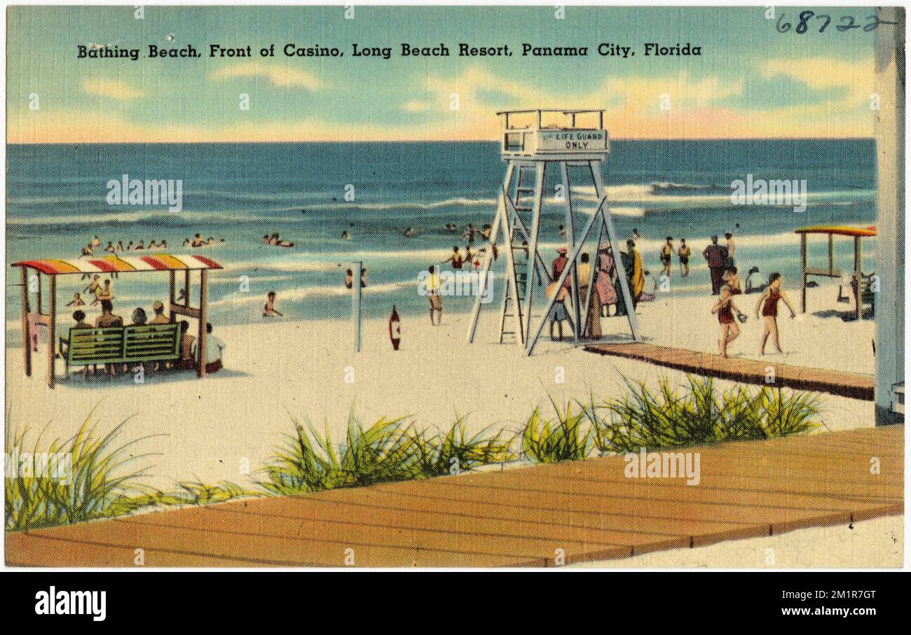 Bathing beach, front of casino, Long Beach Resort, Panama City, Florida ...