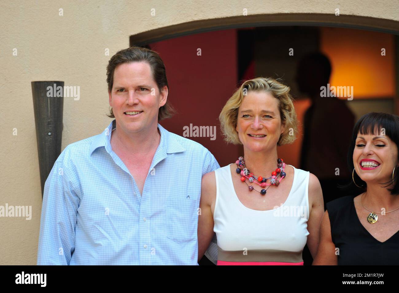 Belgian artist Delphine Boel (C) pictured with her husband Jim O'Hare ...
