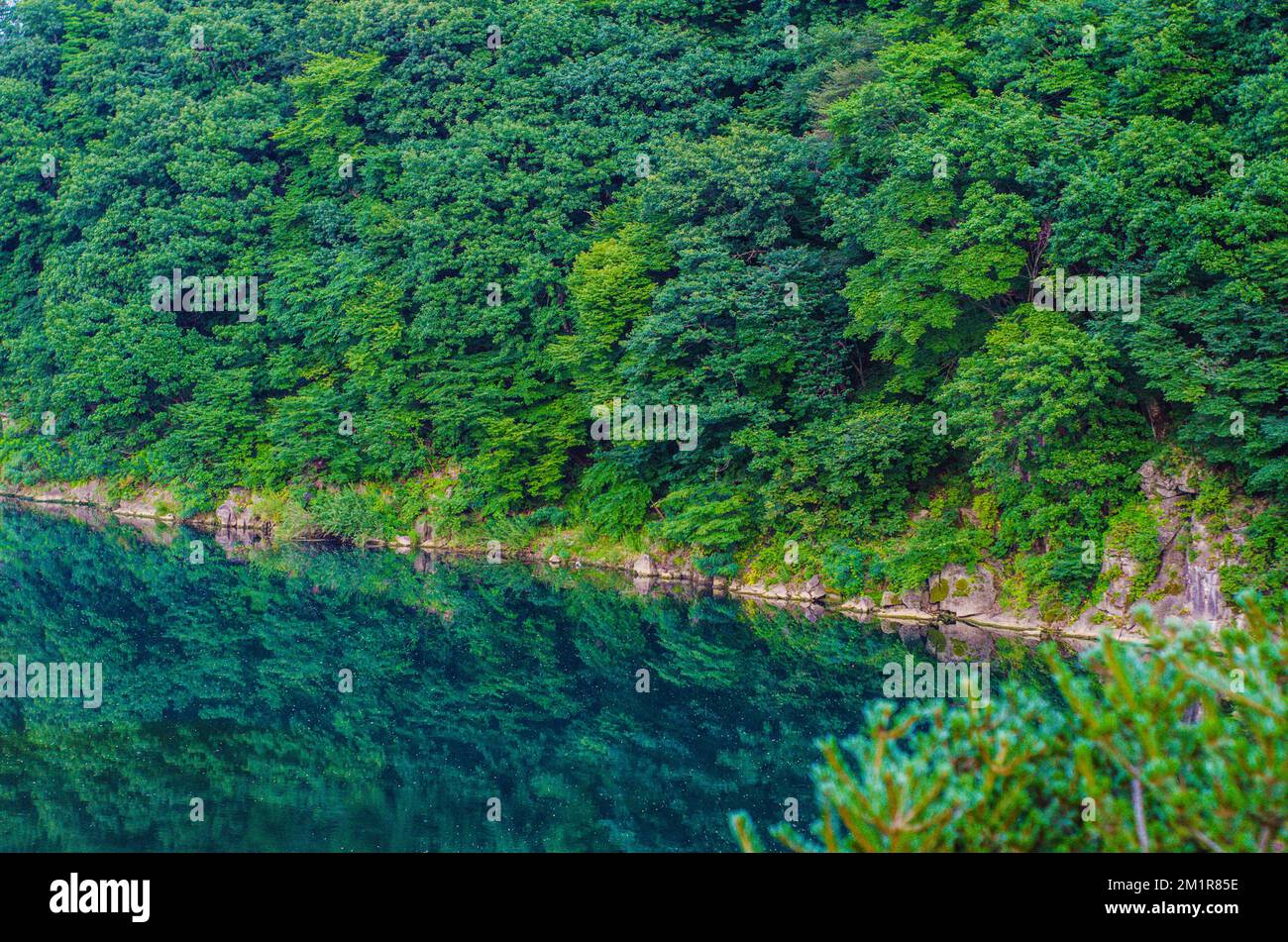 A breathtaking view of a river in Samcheok in South Korea, with a ...