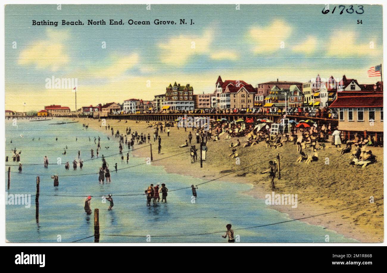 Bathing beach, north end, Ocean Grove, N. J. , Beaches, Boardwalks ...