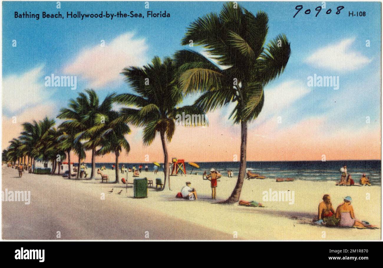 Bathing beach, Hollywood by-the-Sea, Florida , Beaches, Tichnor ...
