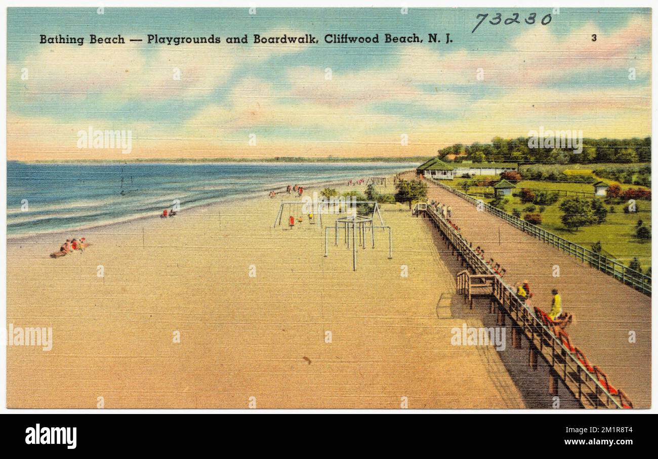 Bathing beach- playgrounds and boardwalk, Cliffwood Beach, N.J ...