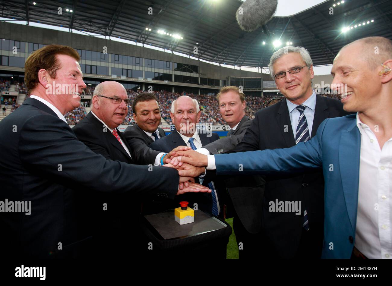 L-R, Ghelamco CEO Paul Gheysens, Gent mayor Daniel Termont, Gent ...