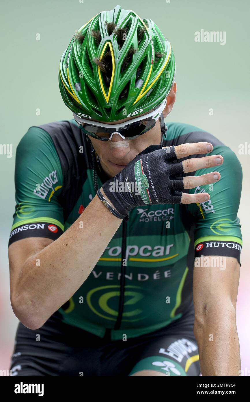 France's Pierre Rolland of Team Europcar pictured at the finish of the ...