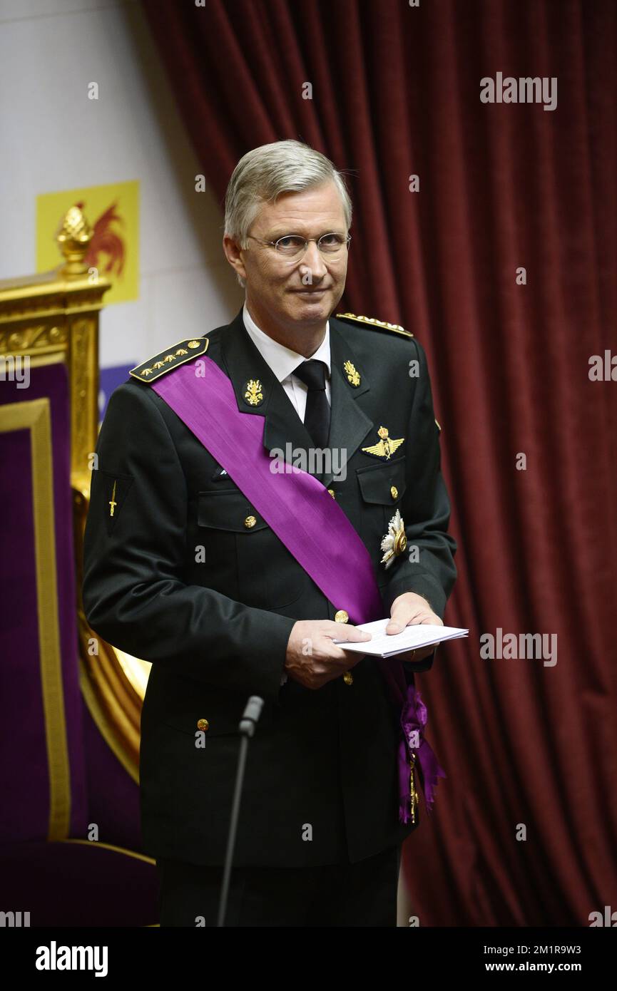 Crown Prince Philippe of Belgium pictured during the oath taking ...