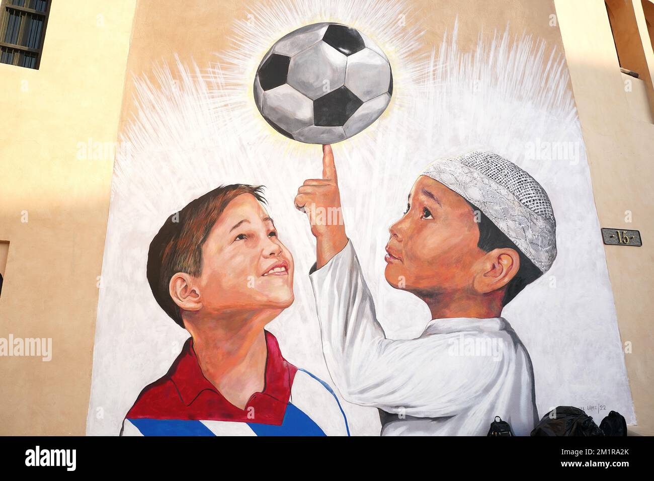 A mural called 'Friends, Qatar and Cuba' by Cuban artist Michele Lopez ...