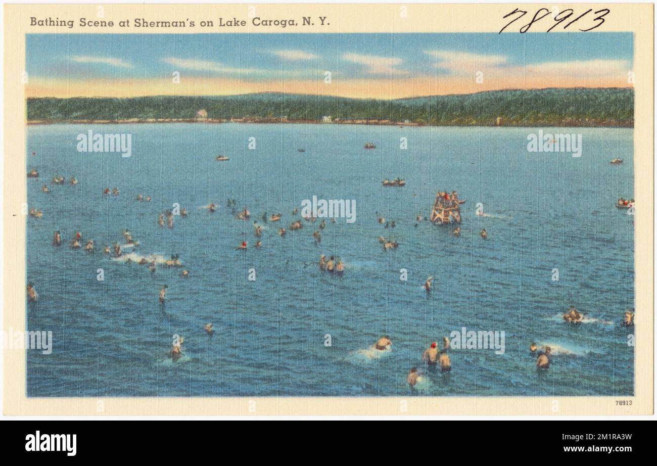 Bathing scene at Sherman's on Lake Caroga, N. Y. , Lakes & ponds ...