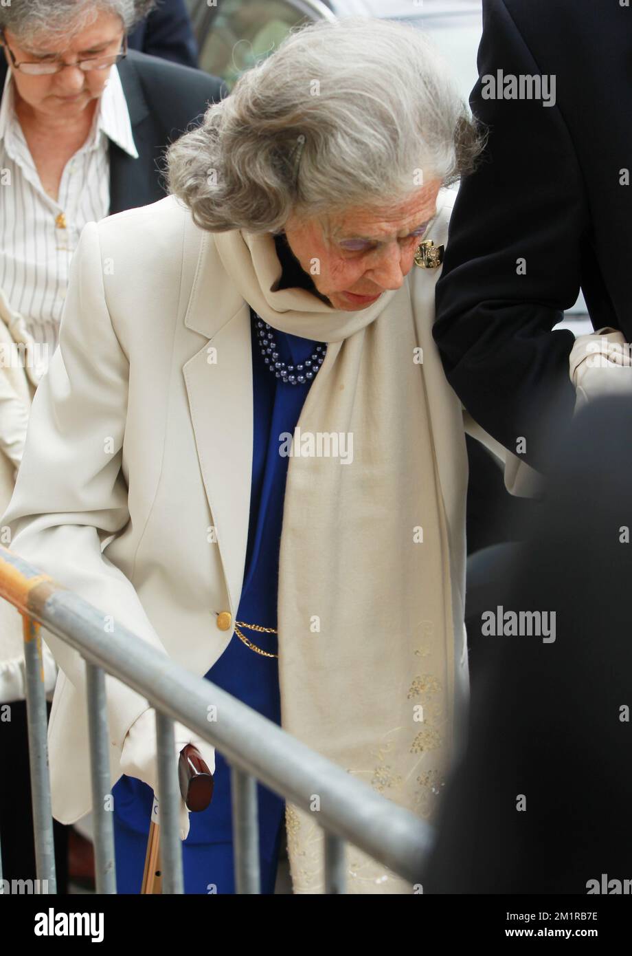 Queen Fabiola of Belgium arrives at a mass on the occasion of the 20th ...