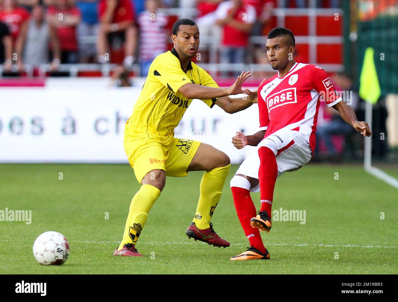 Lierse's Ahmed Samir Farag and Standard's Frederic Bulot fight for the ball during the Jupiler ...
