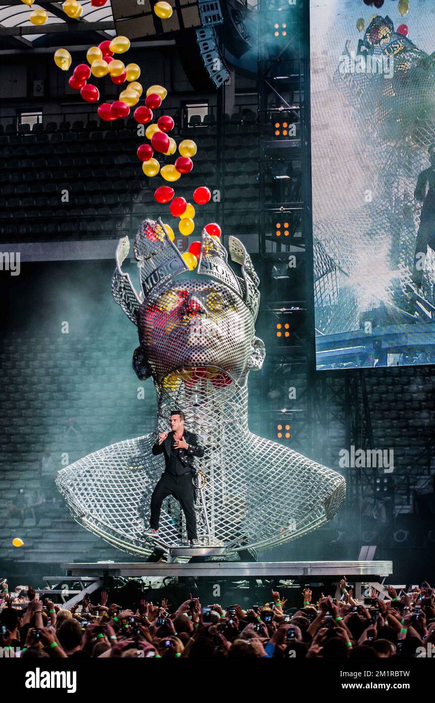 Illustration picture shows balloons flying from an artwork on stage ...