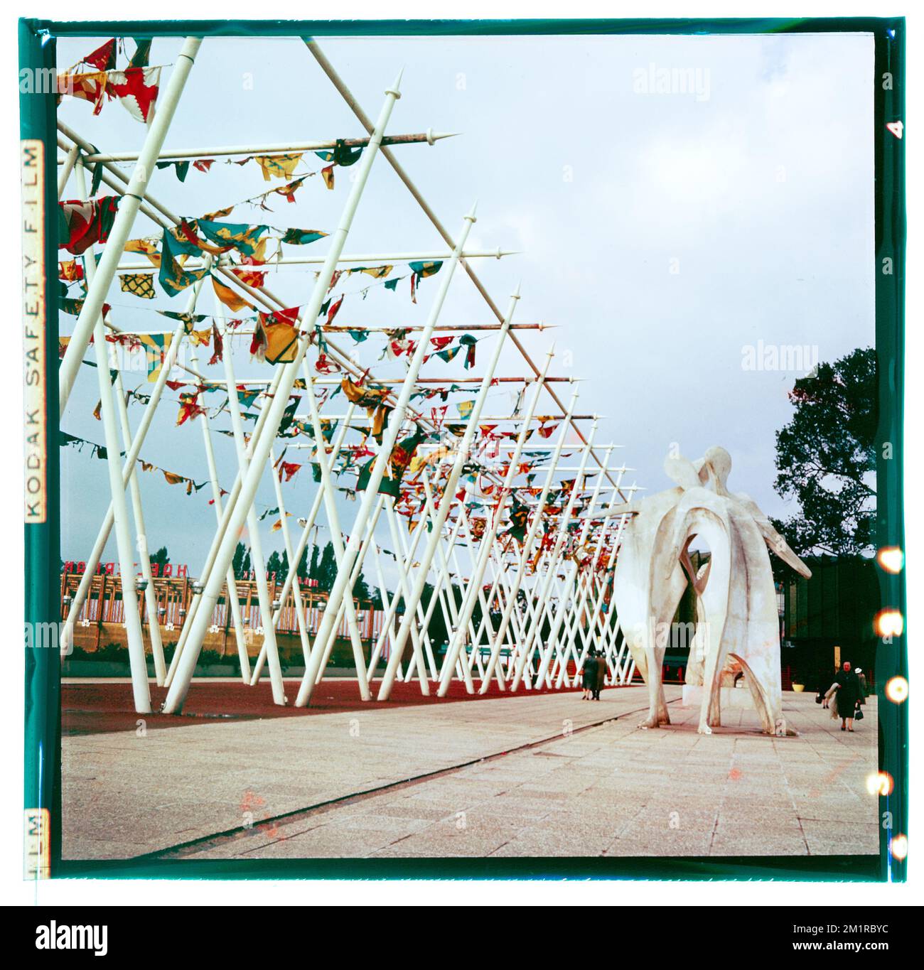 This undated picture shows Statues and Oriflammes on the Esplanade ...