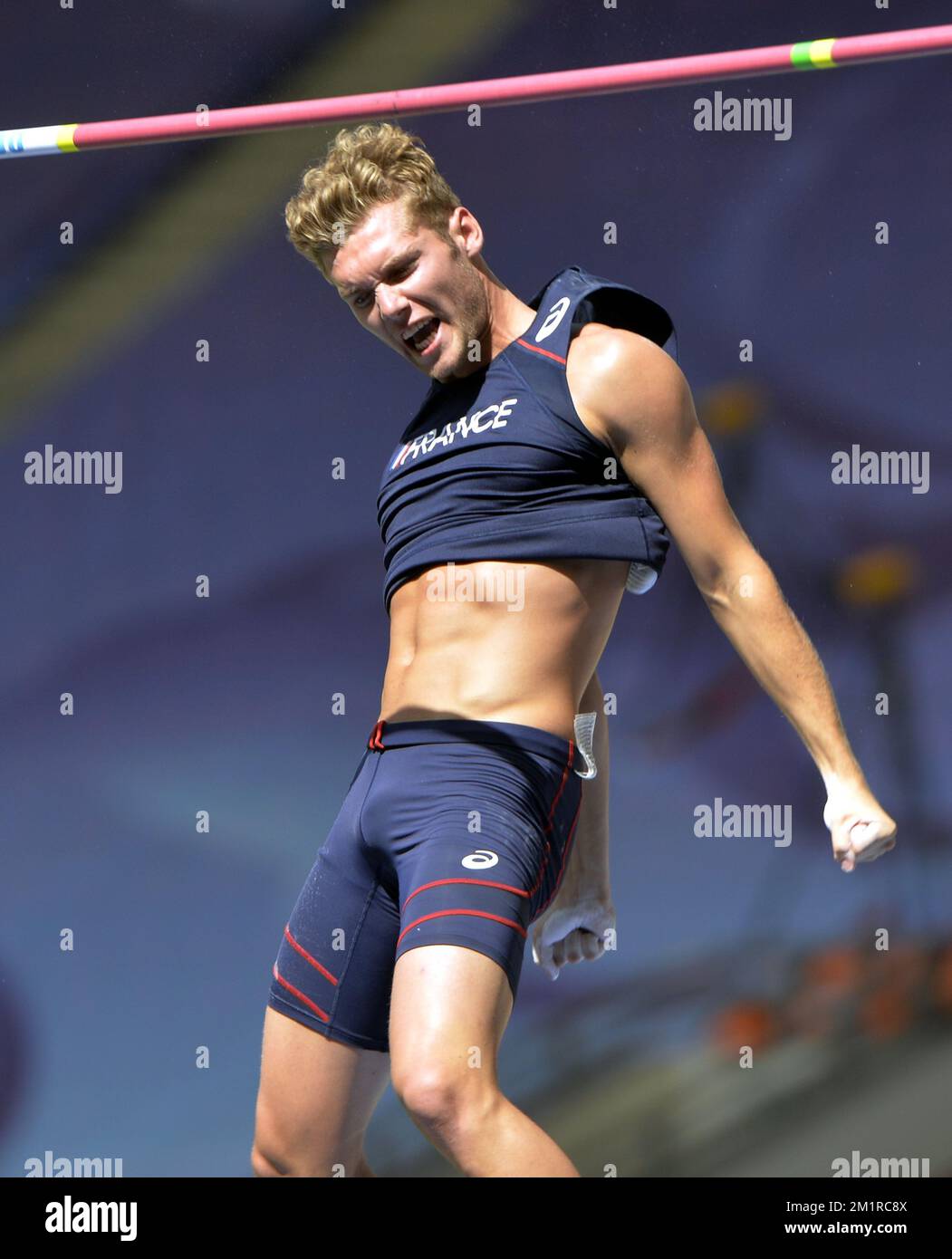 French Kevin Mayer in action during the men pole vault of the men's ...
