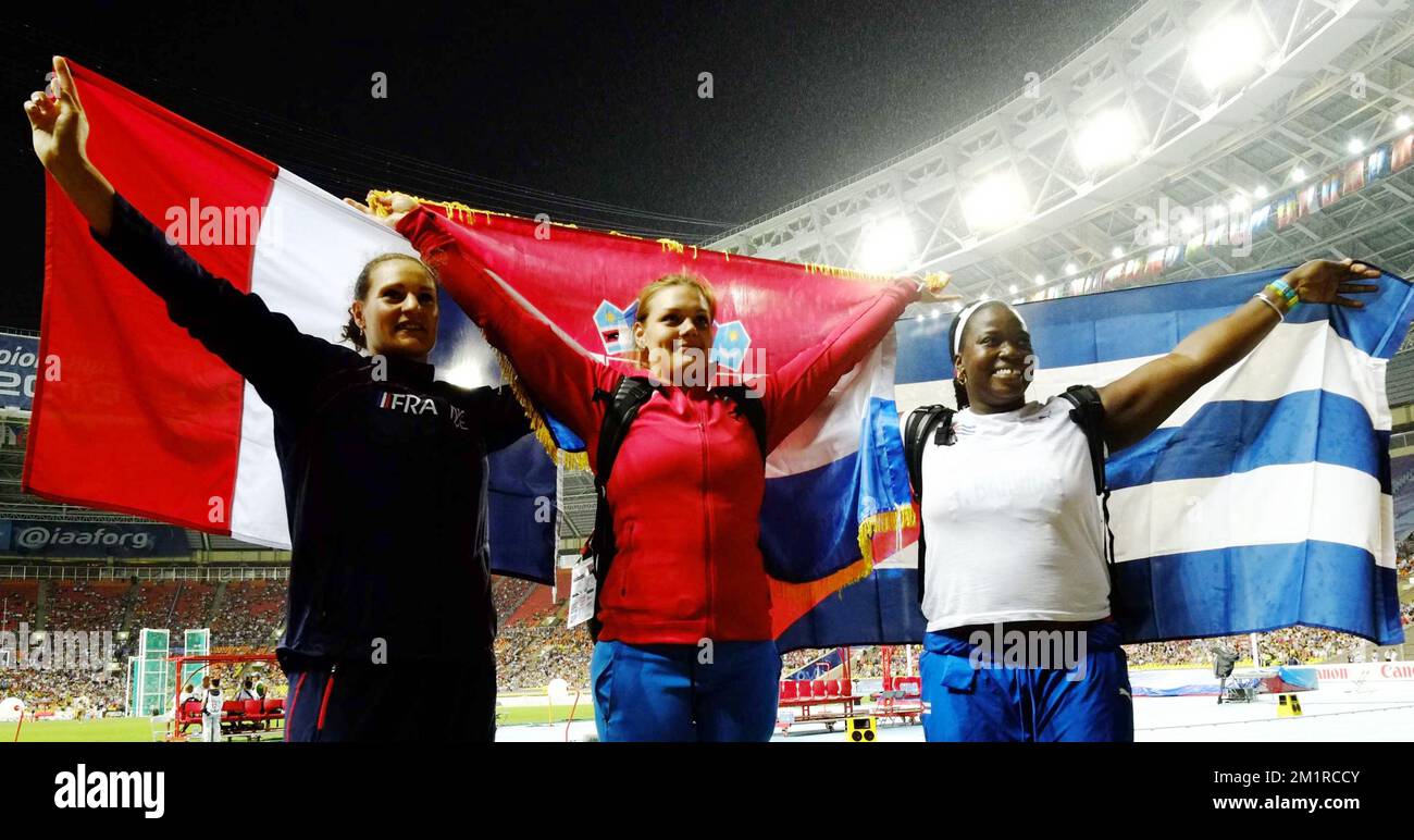 L-R, silver medal winner French Melina Robert-Michon, winner, Croatian ...