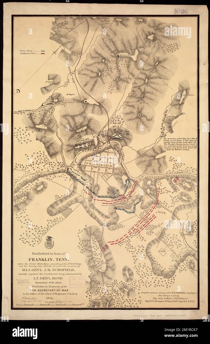 Battlefield in front of Franklin, Tenn. where the United States forces ...