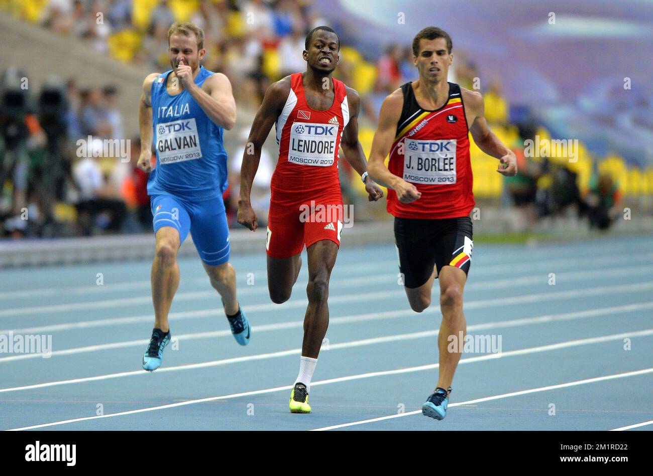 L-R, 05 Italian Matteo Galvan, Trinidad and Tobago's Deon Lendore and ...