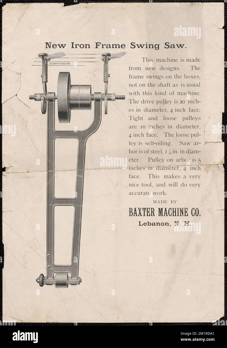 Baxter Machine Company swing saw , Saws Stock Photo - Alamy