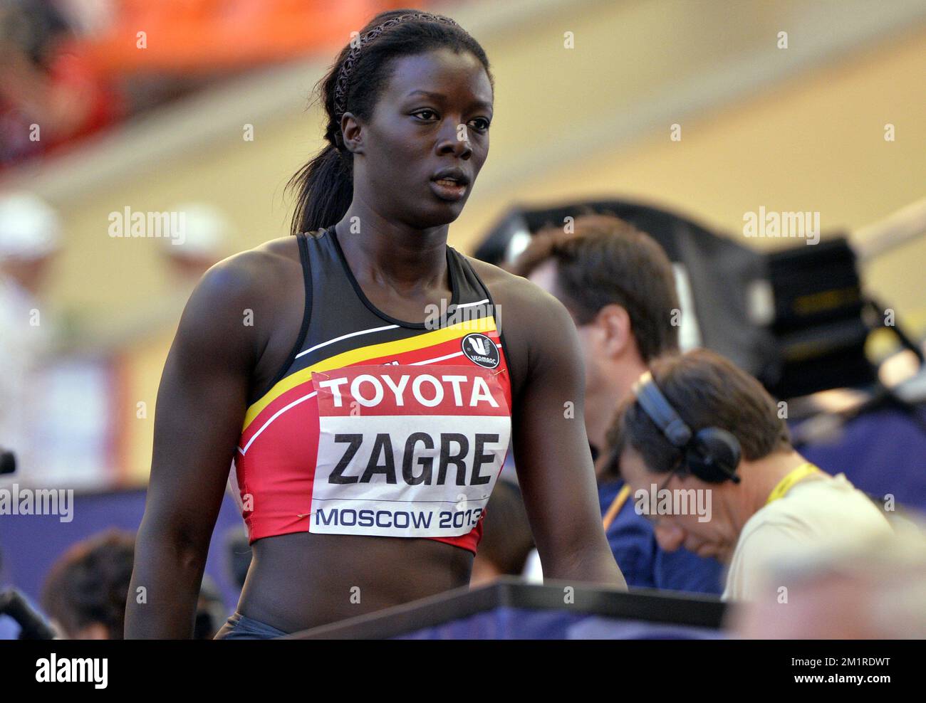 Belgian athlete Anne Zagre pictured after the women's 100m hurdles heat ...