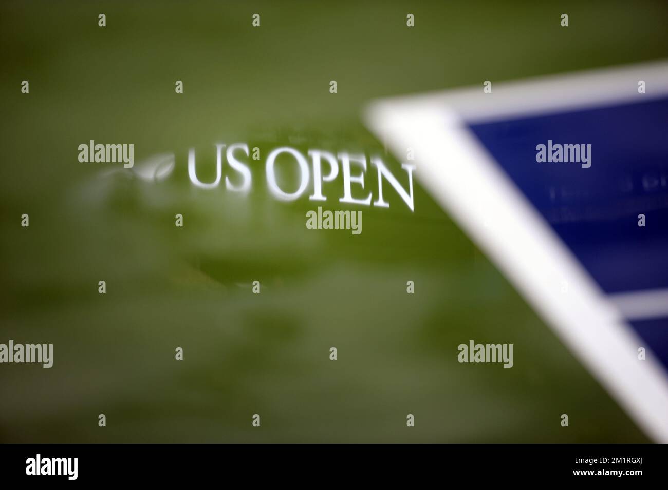 Illustration picture shows the reflection of the US Open logo in the ...