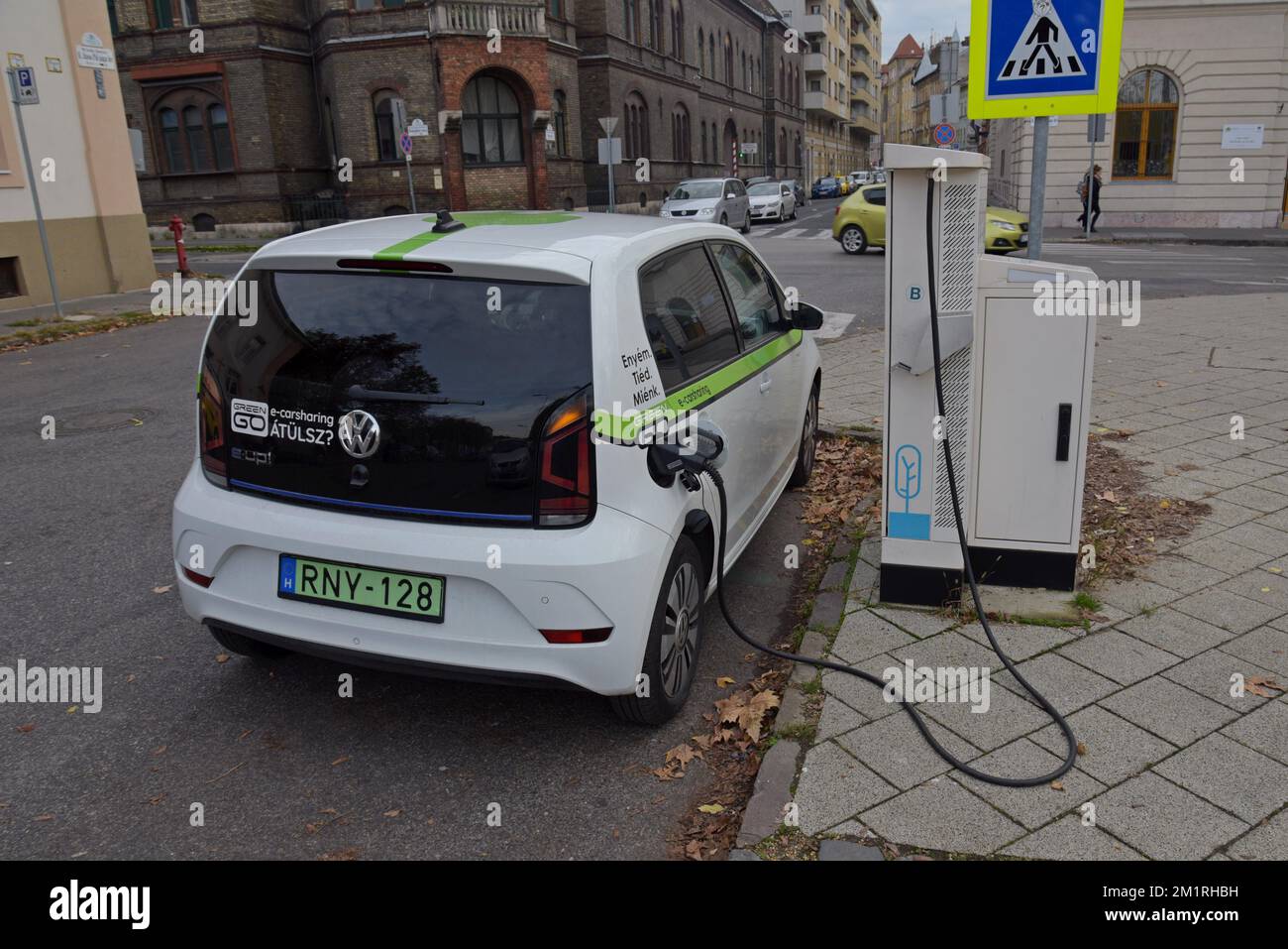 Electric car from the Green Go electric car sharing scheme on charge at ...
