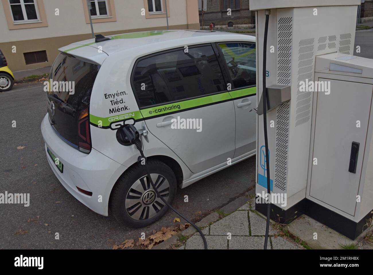 Electric car from the Green Go electric car sharing scheme on charge at ...