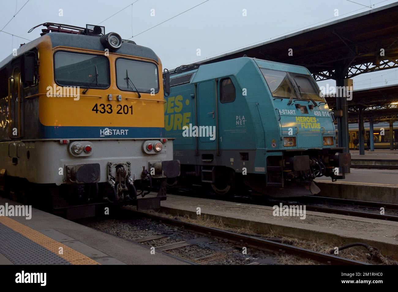 MAV Hungarian State Railways electric Class V43 locomotive with a ...