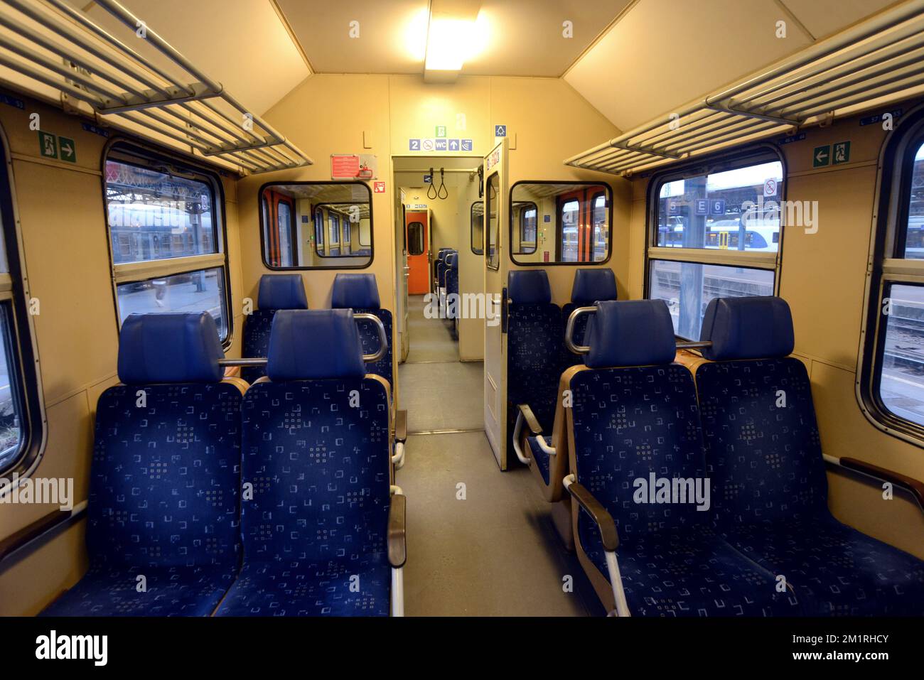 Interior of a second class inter city MAV Hungarian State Railways ...