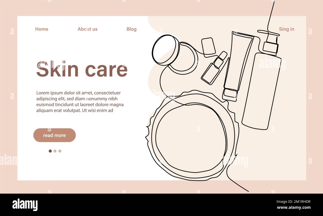 Skin care concept. Landing page template. Morning routine. Bath time ...