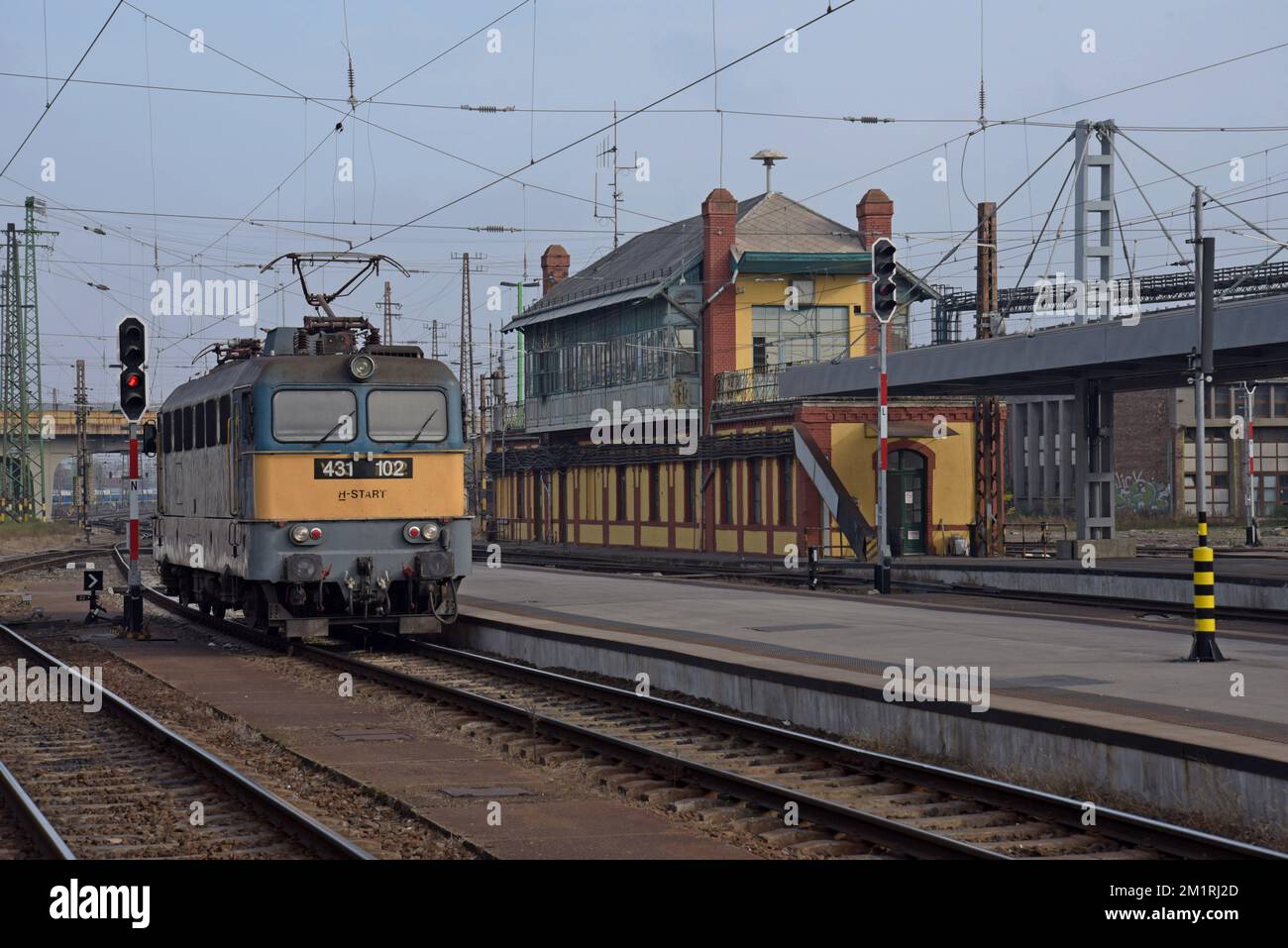 MAV (Hungarian State Railways) V43 class electric locomotive on a ...