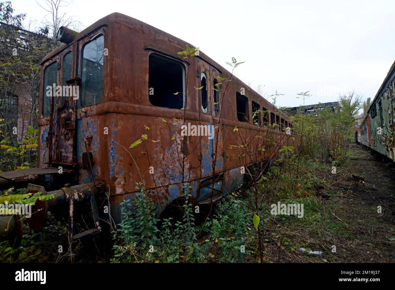 Abandoned derelict railway carriage in the Red Star train Graveyard ...