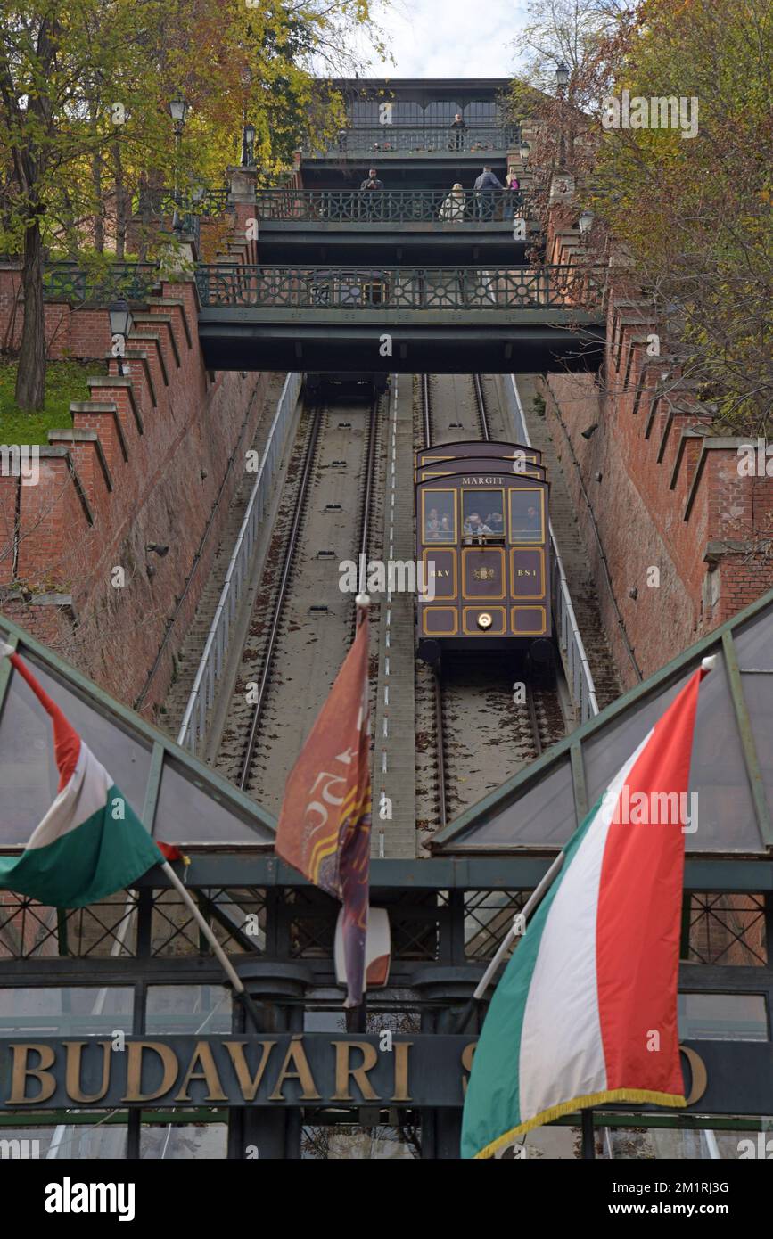 The Castle Hill Funicular, or cliff, railway, Budapest, Hungary Stock ...