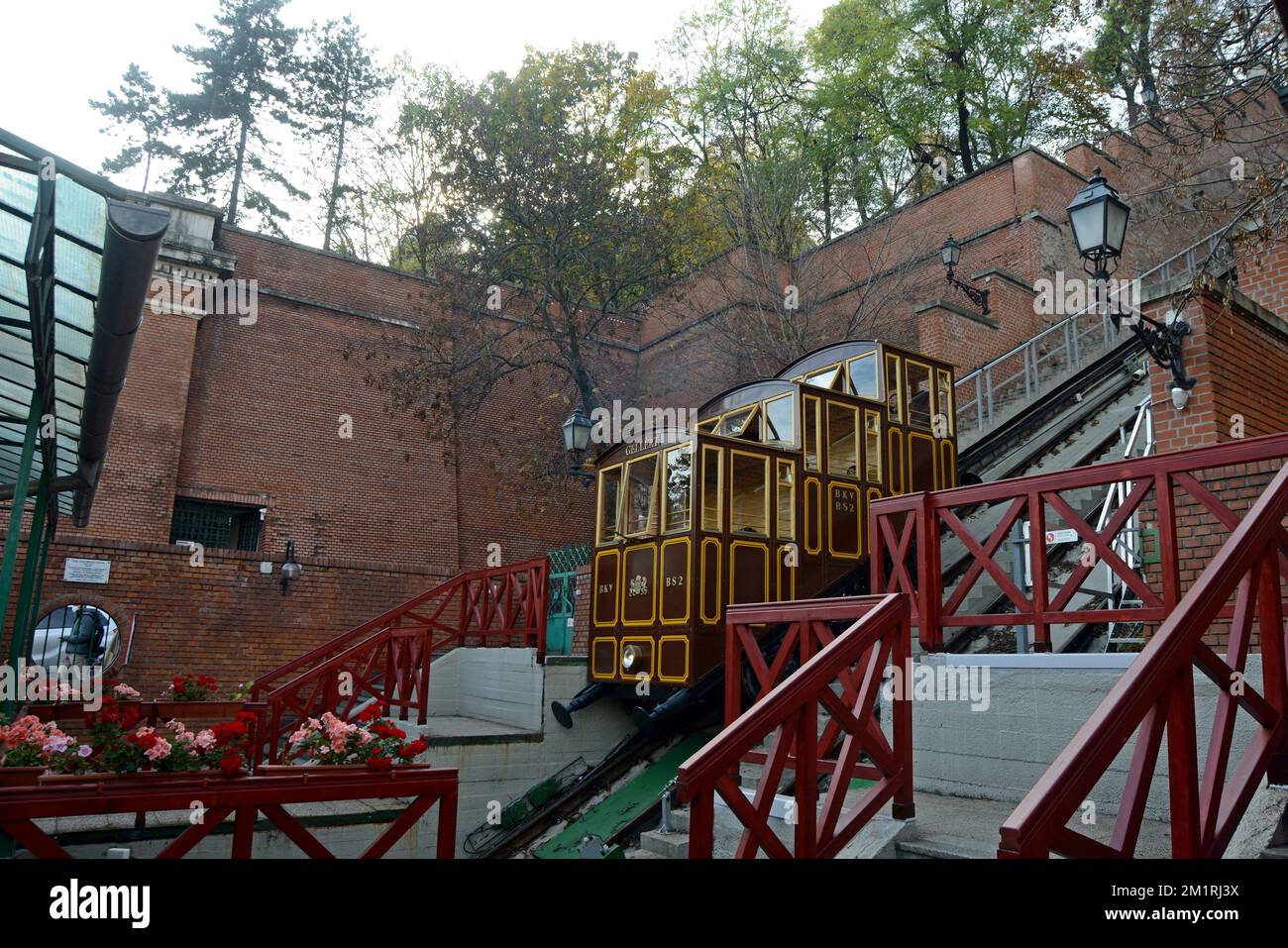 The Castle Hill Funicular, or cliff, railway, Budapest, Hungary Stock ...