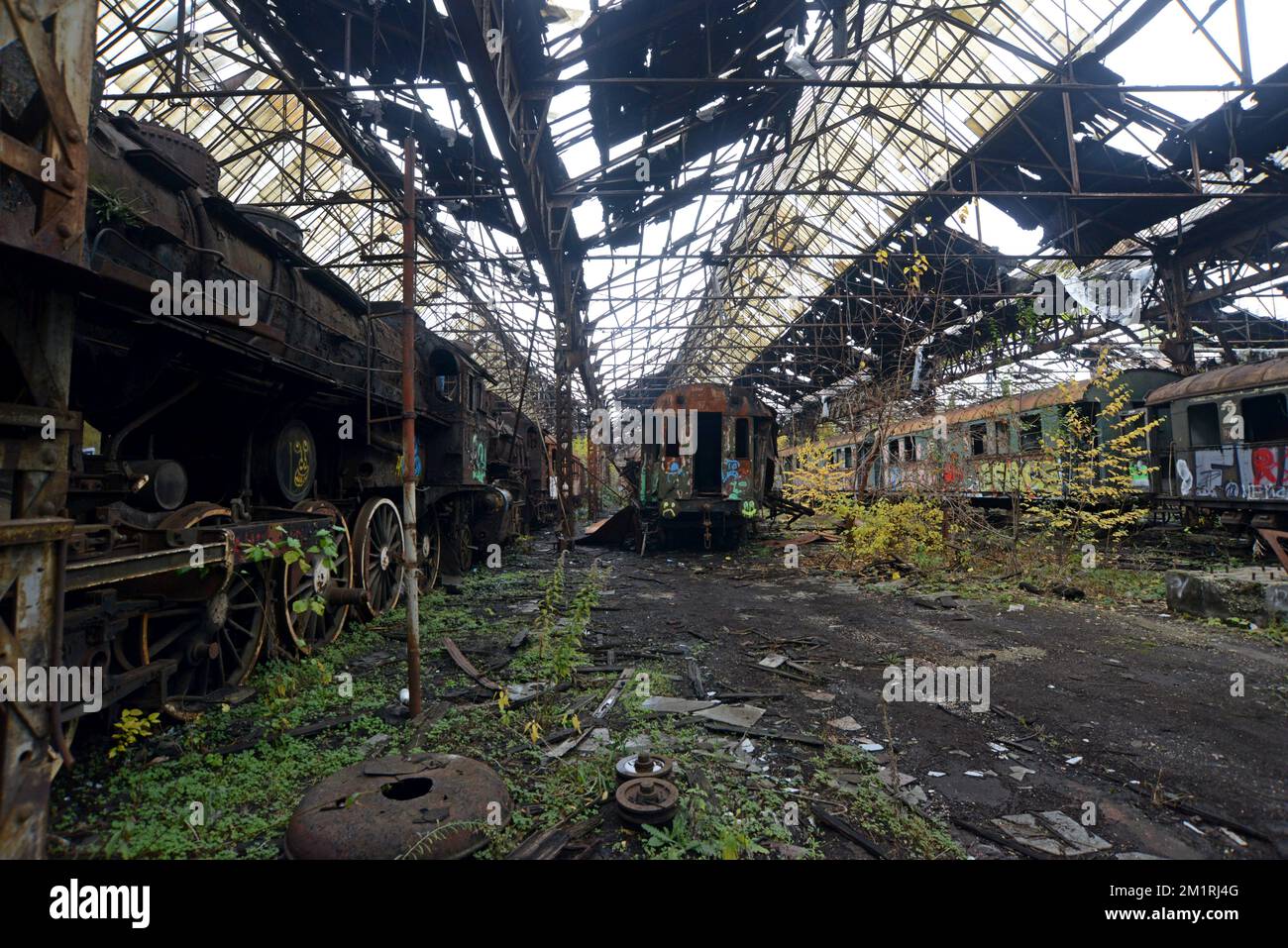 Abandoned in the Red Star train Graveyard disused railway shed in ...