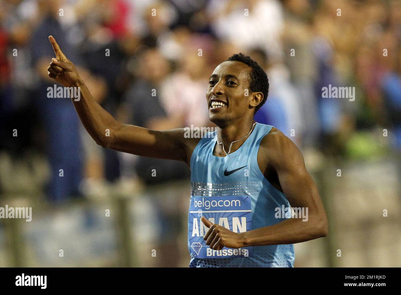 Ethiopia's Mohammed Aman celebrates after winning the Men 800m event at ...