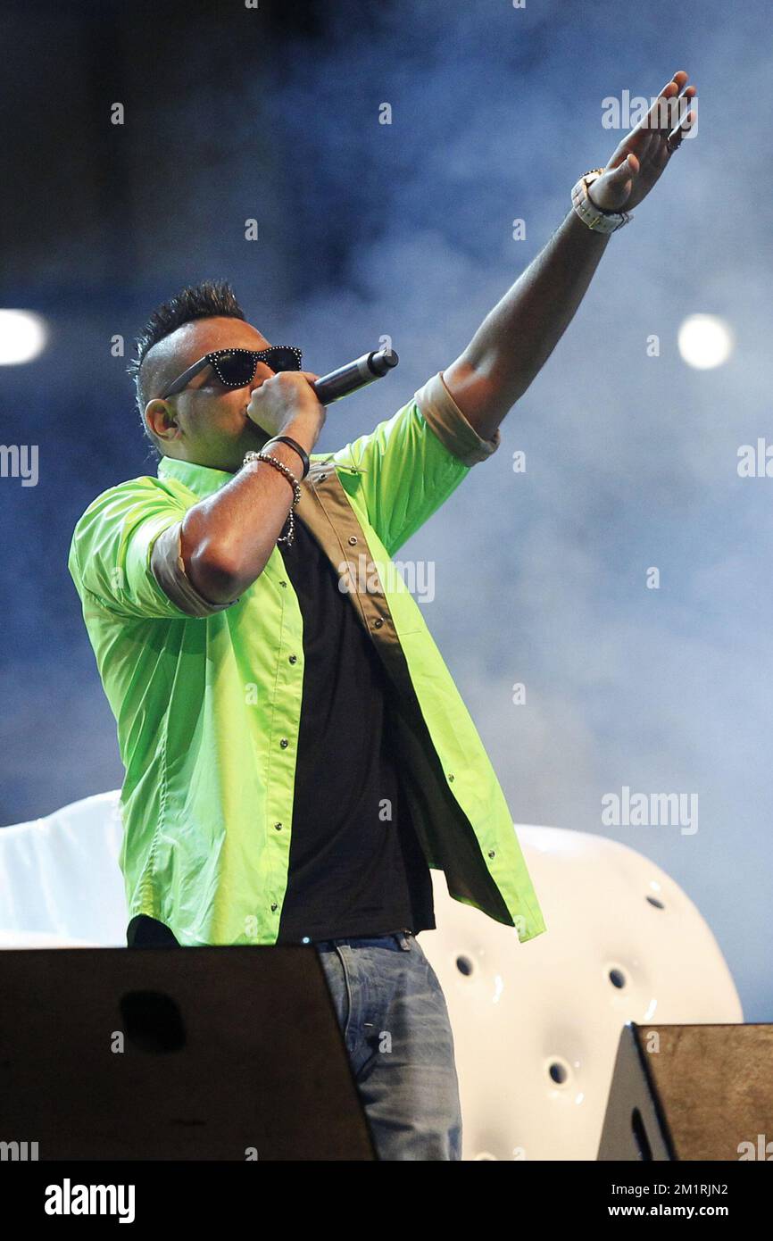 Jamaican singer Sean Paul performs after the sport event at the ...