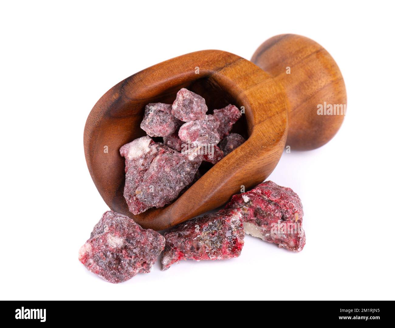 Benzoin Siam resinoid in wooden scoop, isolated on white background ...