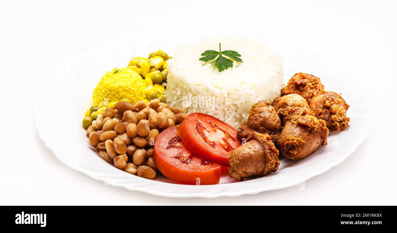 typical brazilian meal, traditional brazilian lunch, rice and beans ...