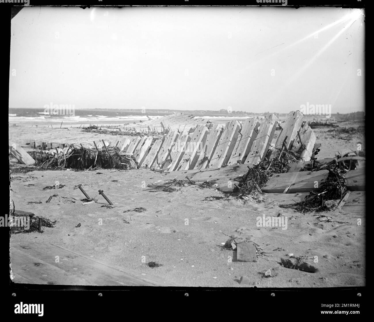 Beach scene after storm , Storms. Hingham Public Library Glass Slide ...