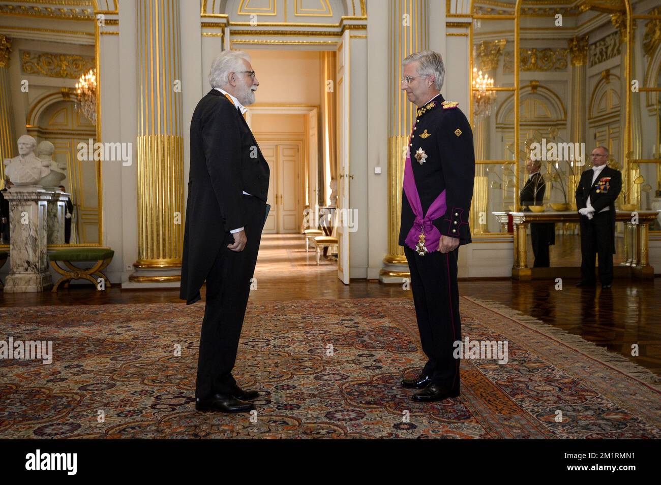 Greek Ambassador to Belgium Constantin Chalastanis and King Philippe ...