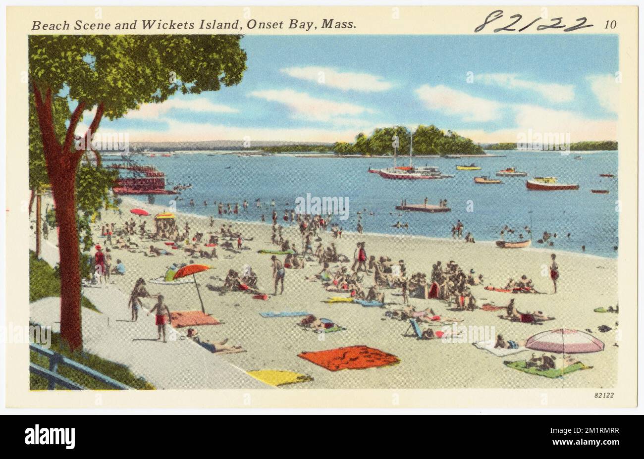 Beach scene and Wickets Island, Onset Bay, Mass. , Beaches, Tichnor ...