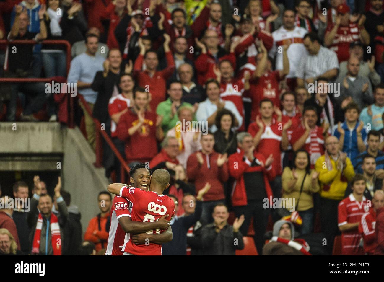 Standard's Michy Batshuayi celebrates after scoring during the Jupiler ...
