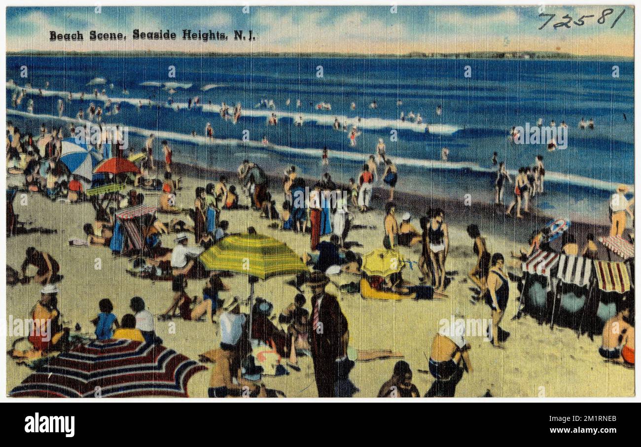 Beach scene, Seaside Heights, N. J. , Beaches, Tichnor Brothers ...