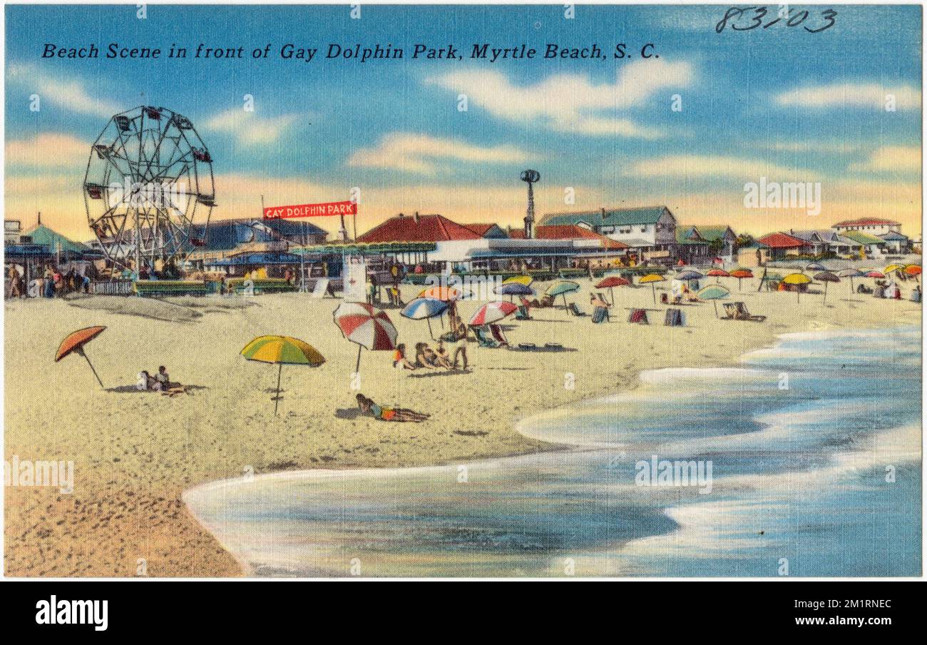 Beach scene in front of Gay Dolphin Park, Myrtle Beach, S. C. , Beaches ...