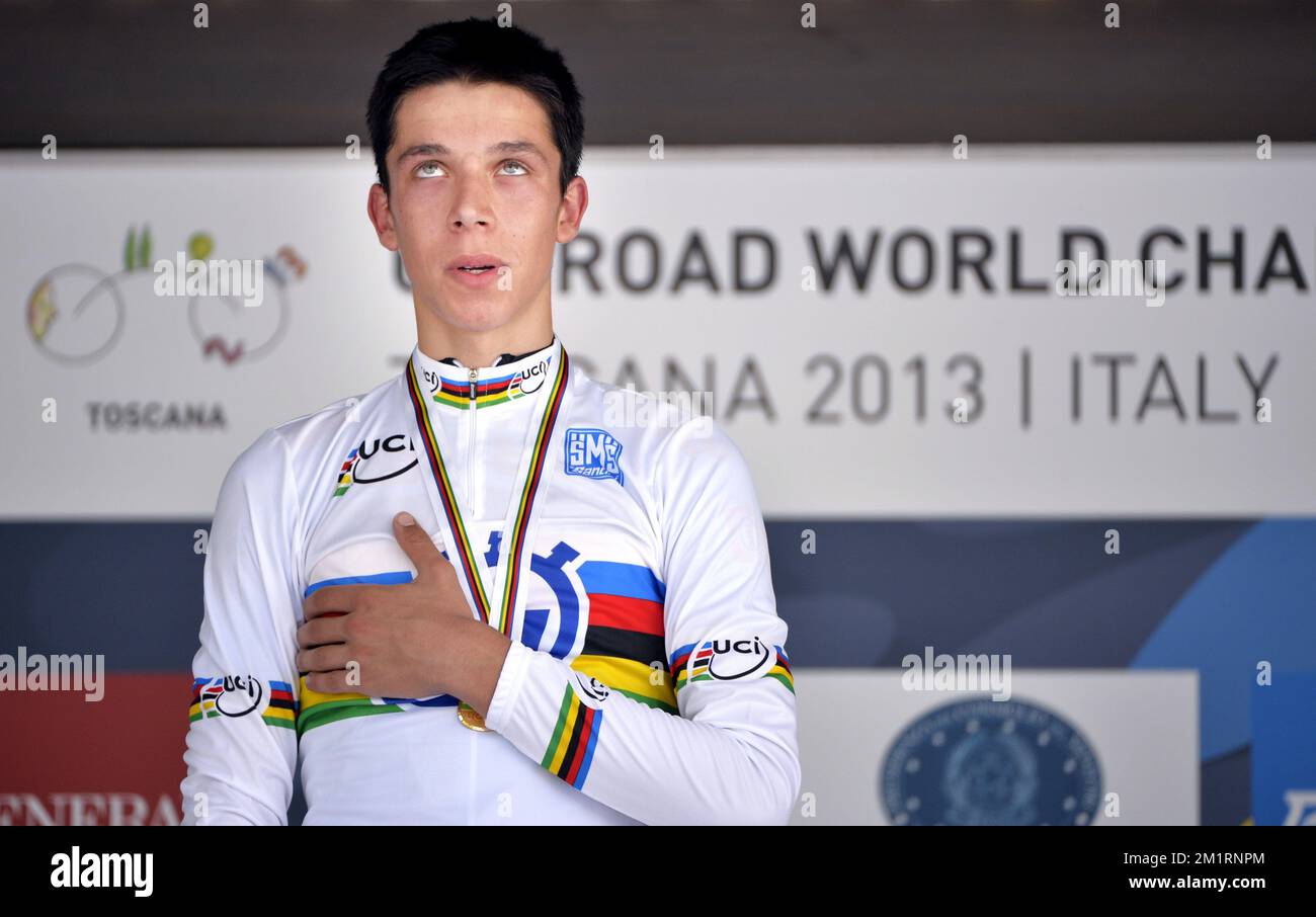 20130924 - FIRENZE, ITALY: Igor Decraene celebrates on the podium after ...