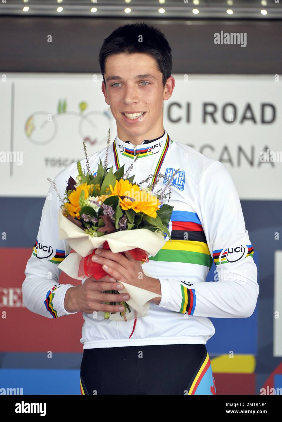 20130924 - FIRENZE, ITALY: Igor Decraene celebrates on the podium after ...