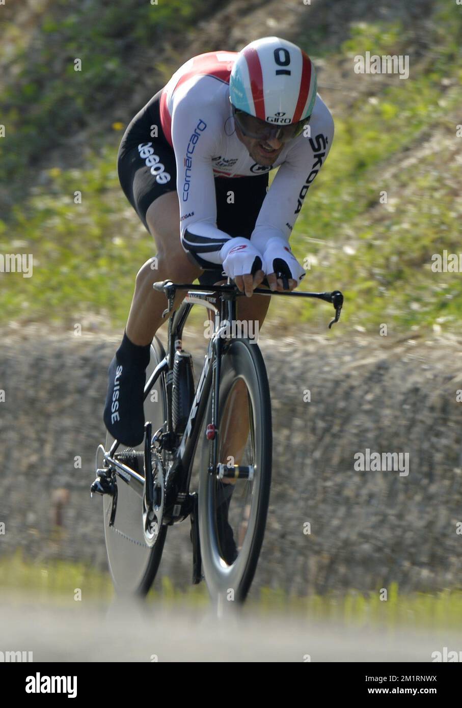 Fabian Cancellara pictured in action during the Elite men time trial ...