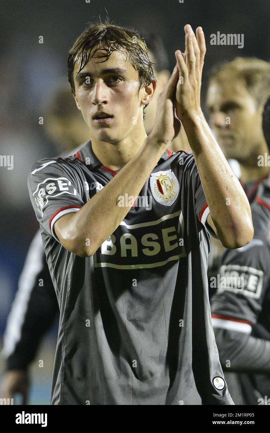Standard's Julien De Sart celebrates after winning a Cofidis Cup 1/16 ...